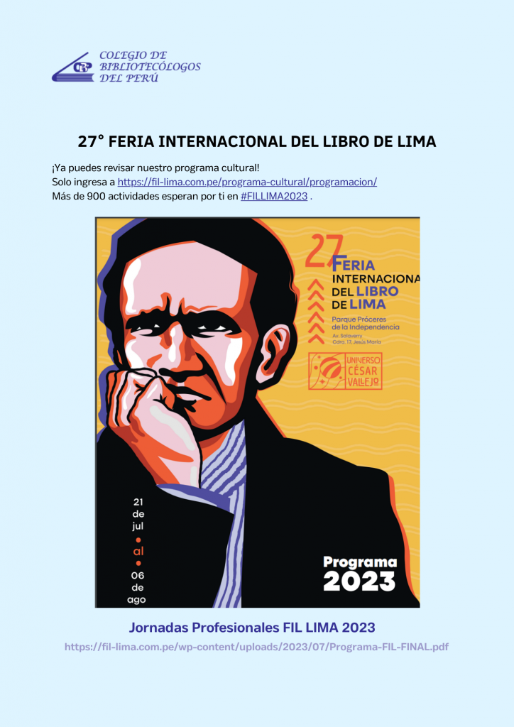 27° Feria Internacional del Libro de Lima | Colegio de Bibliotecólogos del Perú